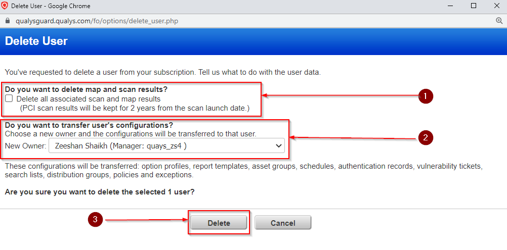 Delete user / Remove user / Transfer old user configurations ...