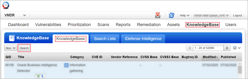 Search QID information in Qualys Vulnerability KnowledgeBase