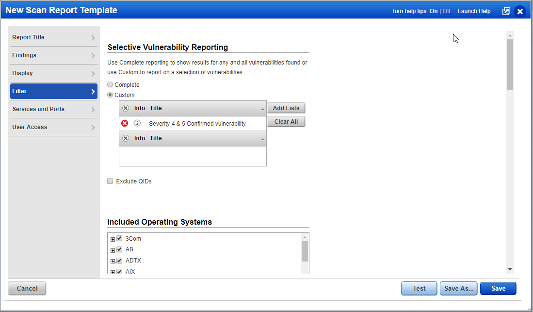 Generating Scan report with Severity 4 and 5 Vulnerabilities