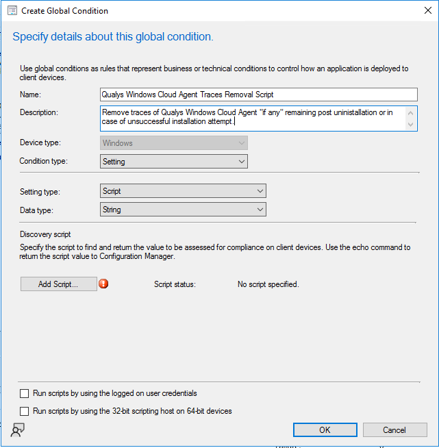 Deploy Qualys Windows Cloud Agent with Configuration Manager