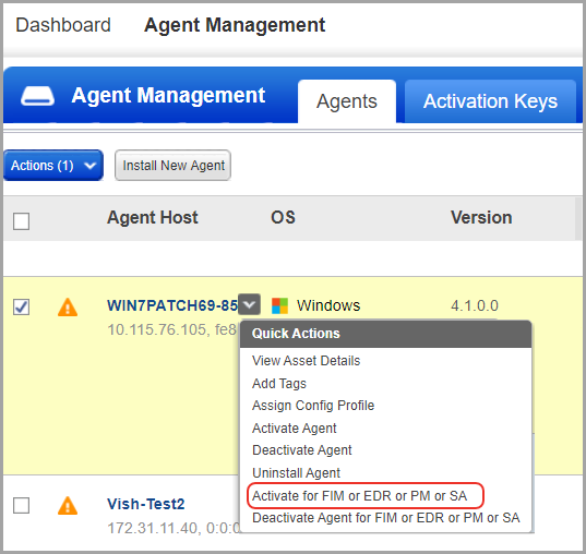 How to identify asset/agent is activated for Patch Management (PM)