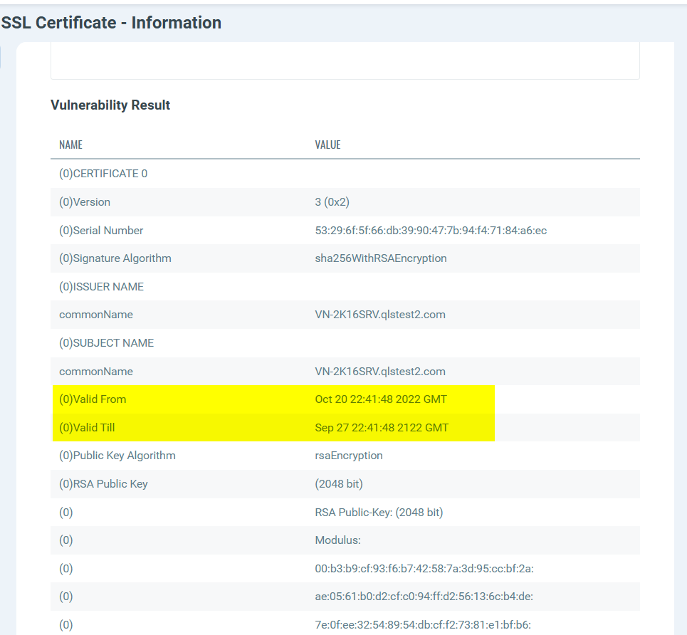 Detection Mechanism for QID 38685 (SSL Certificate - Invalid Maximum Validity Date Detected)
