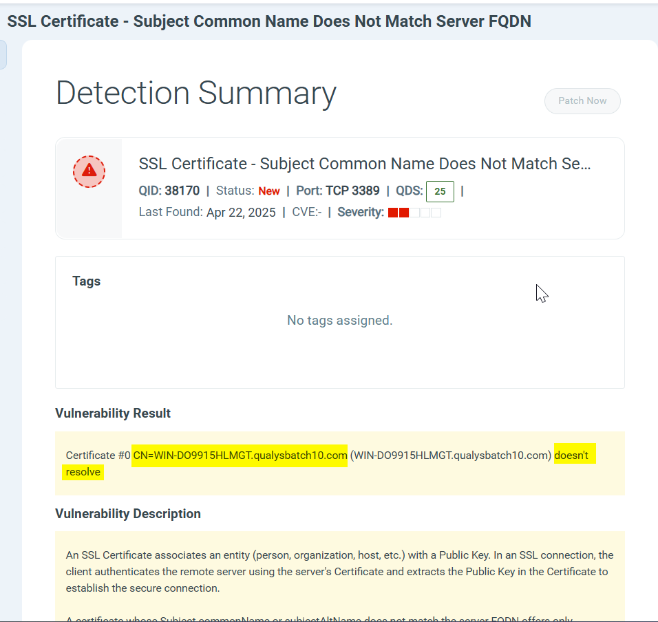 Understanding and Resolving QID 38170 – SSL Certificate Common Name Mismatch