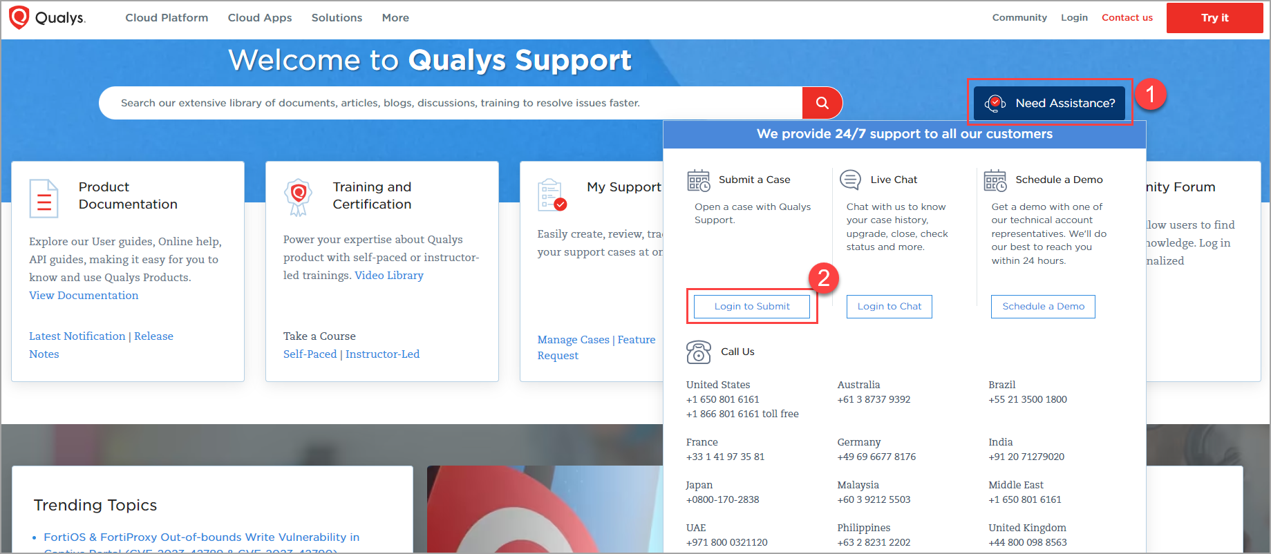 How to contact Qualys Support?