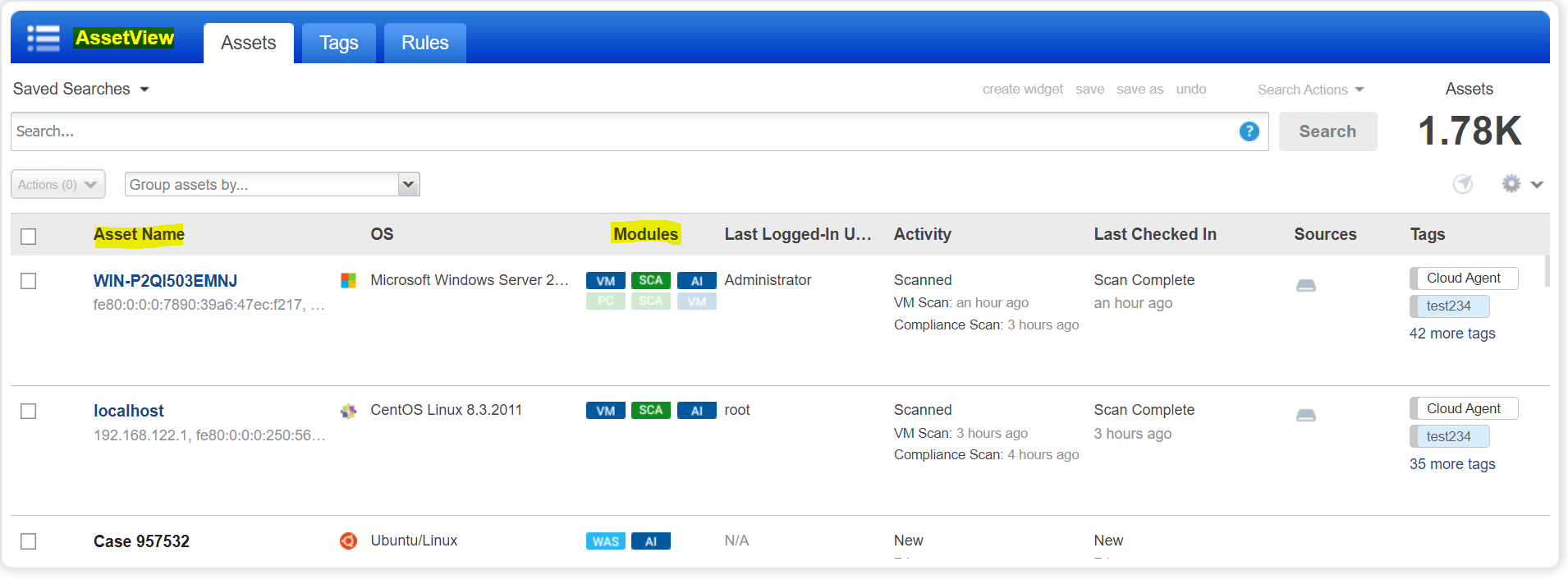 How to identify which Qualys modules are enabled on what assets