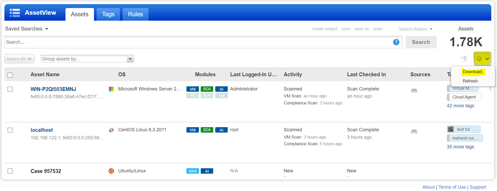 How to identify which Qualys modules are enabled on what assets