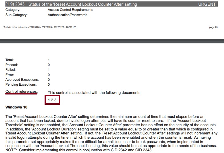 Difference in order number and CIS reference number for controls