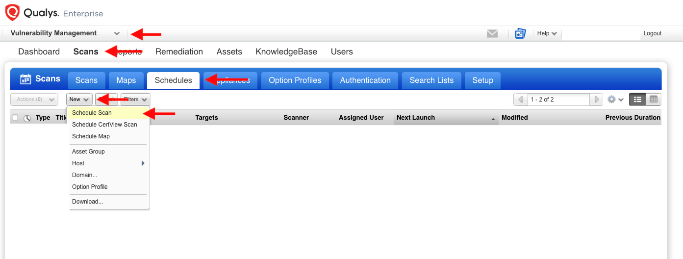 Set up a Scheduled Scan in Vulnerability Management
