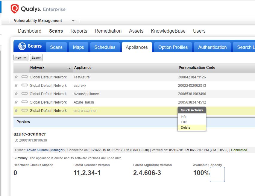 How to decommission Qualys Virtual Scanner from Azure