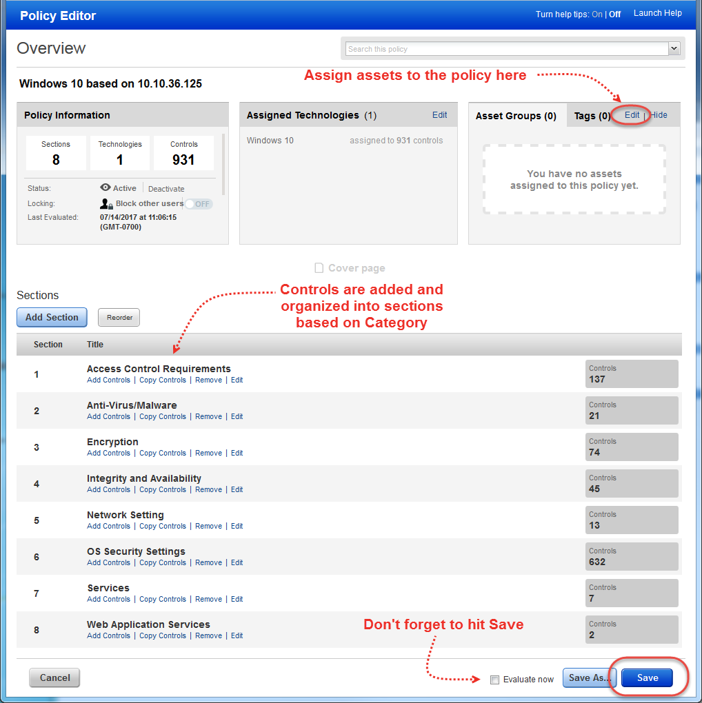 How to create a policy from a host