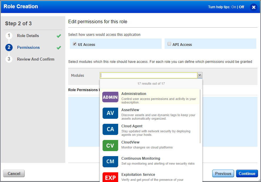 Create custom role with custom permissions for portal modules