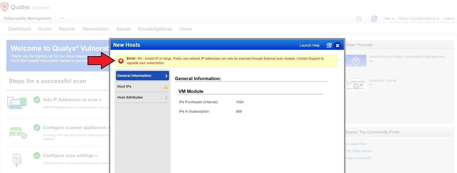 Error: IPs - Invalid IP or range. Public use network IP addresses can ...