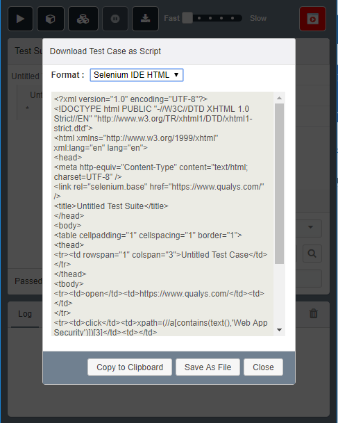 Selenium authentication using Qualys Browser recorder (QBR)