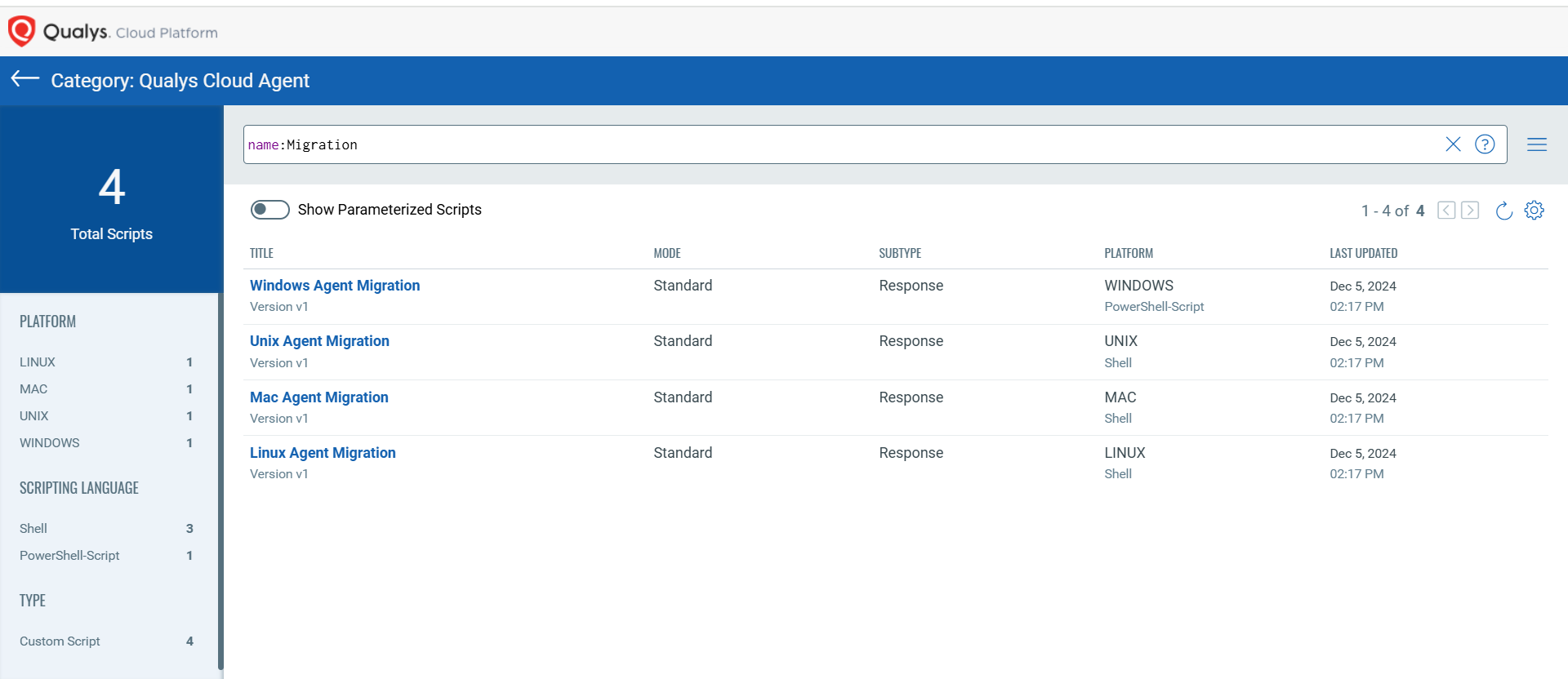 Subscription or Platform Migration for Cloud Agent Assets