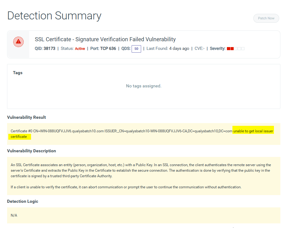 QID 38173 (SSL Certificate - Signature Verification Failed Vulnerability) : Detection Mechanism ...