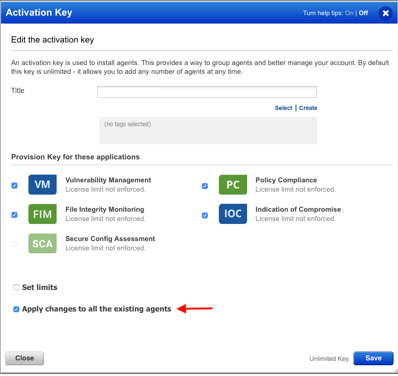 Activate modules on cloud agents via activation key