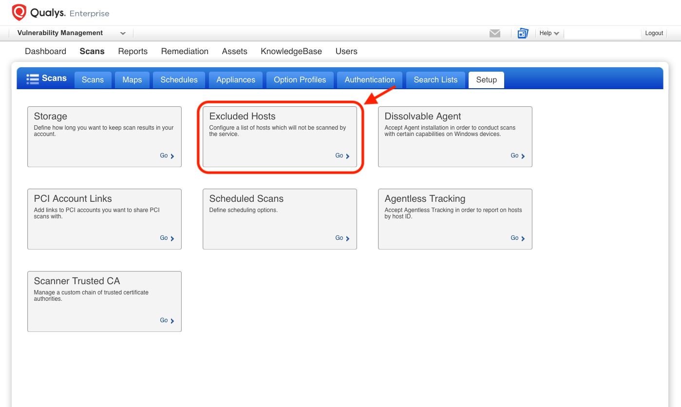 Exclude IPs from scans in Qualys